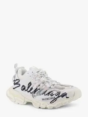 Balenciaga Track Signature Sneakers With Side Logo Print - White
