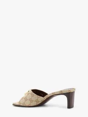 Gucci Gg Fabric Sandals With Metal Logo