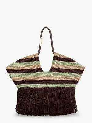 Zimmermann Golden Time Rafia Shoulder Bag With Fringe - Brown