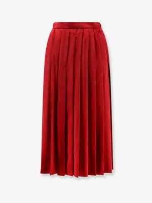 Gucci Pleated Silk Midi Skirt - Red