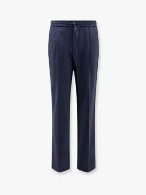 AMARANTO Virgin Wool Blend Trousers - Blue