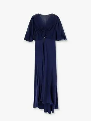 Alberta Ferretti Satin Long Dress - Blue