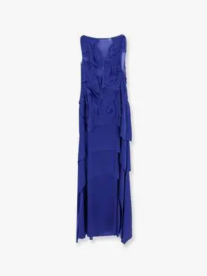 Alberta Ferretti Satin Long Dress - Blue