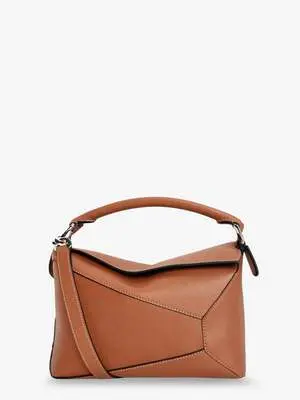 Loewe Puzzle Edge Leather Handbag With Engraved Anagram Logo - Brown