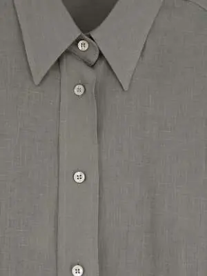 Brunello Cucinelli Linen Shirt With Monili Detail - Green