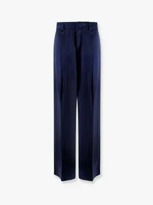 Alberta Ferretti Satin Trousers With Pinces - Blue