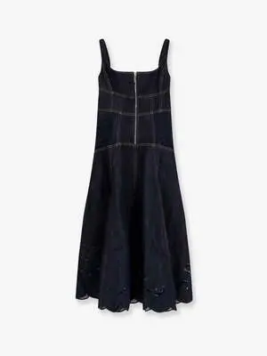 SELF-PORTRAIT Denim Midi Dress - Blue