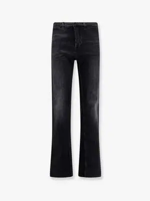 Gucci Blue Denim Jeans With Nastro Web Profiles - Black