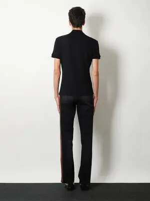 Gucci Blue Denim Jeans With Nastro Web Profiles - Black