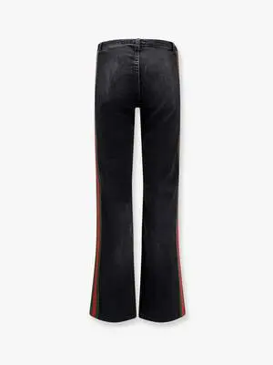 Gucci Blue Denim Jeans With Nastro Web Profiles - Black
