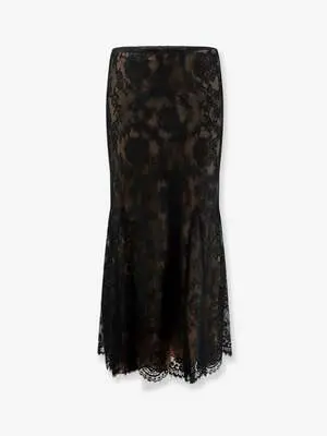 SELF-PORTRAIT Lace Midi Skirt - Black