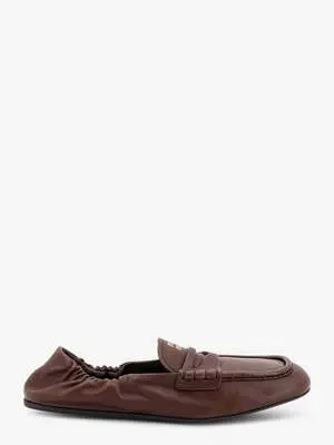 Miu Miu Ruches Leather Loafers - Brown