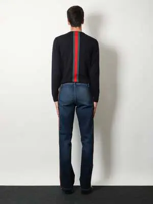Gucci Denim Jeans With Nastro Web Profiles - Blue