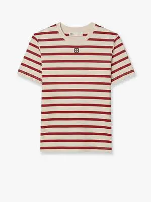 Tory Burch Cotton T-shirt With Striped Pattern - Red