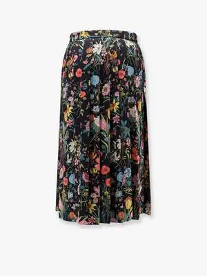 Gucci Silk Midi Skirt With Floral Print