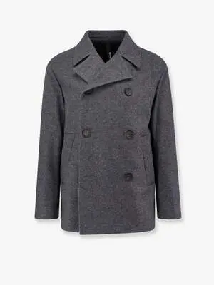 HEVO Double-breasted Virgin Wool Blend Coat - Grey