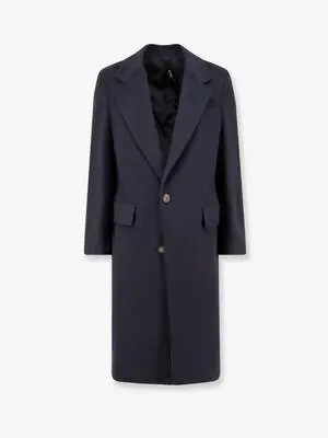 HEVO Cashmere Coat With Satin Lining - Blue