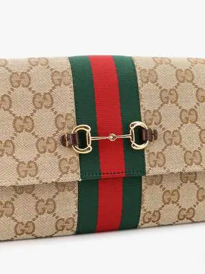 Gucci Horsebit Web Gg Fabric Wallet
