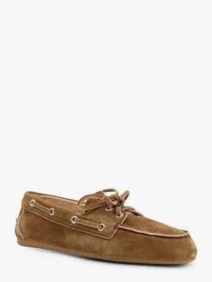 Miu Miu Suede Loafers With Embroidered Logo