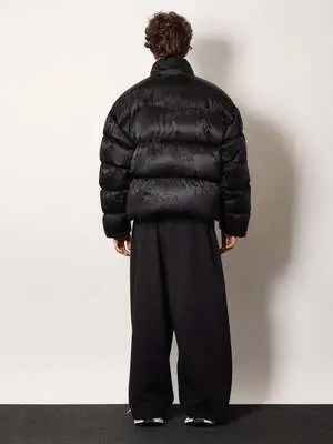 Balenciaga Nylon Down Jacket With All-over Lettering Logo