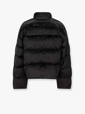 Balenciaga Nylon Down Jacket With All-over Lettering Logo