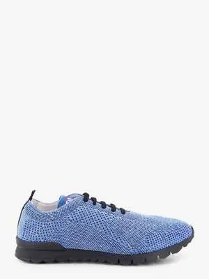 Kiton Knitted Fabric Sneakers With Embroidered Logo - Blue