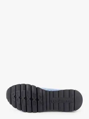 Kiton Knitted Fabric Sneakers With Embroidered Logo - Blue
