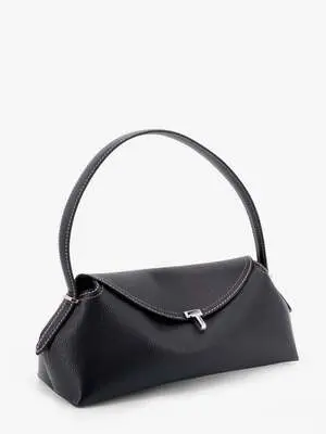 TOTEME T-lock Hammered Leather Shoulder Bag - Black