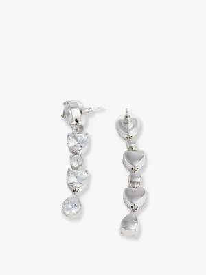 SELF-PORTRAIT Crystal Heart Tiered Earrings