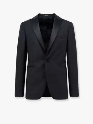 Tagliatore Tuxedo Virgin Wool Blazer - Black