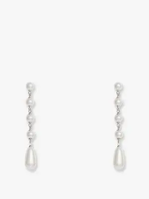 SELF-PORTRAIT Pearl Droplet Earrings - Silver