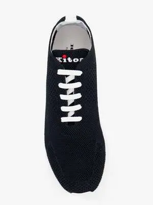 Kiton Knitted Fabric Sneakers With Embroidered Logo