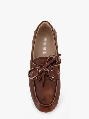 Miu Miu Leather Loafers With Lettering Logo