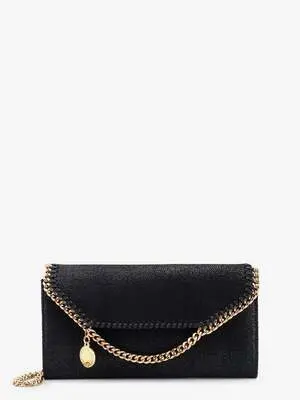 Stella McCartney Falabella Shaggy Deer Fabric Wallet - Black