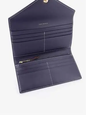 Tory Burch T Monogram Envelope Leather And T Monogram Fabric Wallet