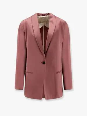 ALYSI Single-breasted Satin Blazer - Pink