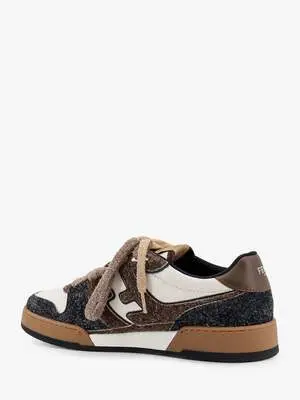 Fendi Low-top Sneakers In White Leather And Suede