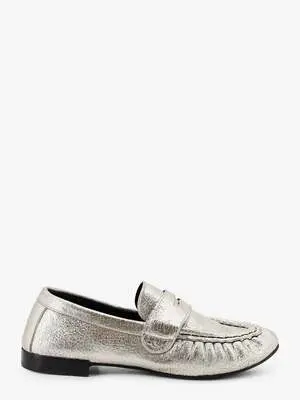 SEMELLE Laminated Leather Loafers - Silver