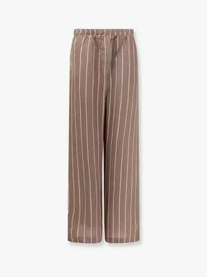 THE FRANKIE SHOP Viscose And Silk Blend Trousers - Brown