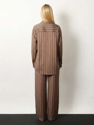 THE FRANKIE SHOP Viscose And Silk Blend Striped Trousers