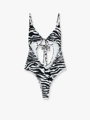 Attico One-piece Swimsuit With Zebra Print