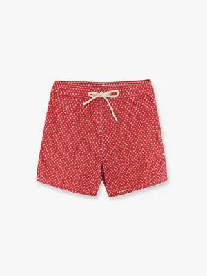 MC2 SAINT BARTH Nylon Swim Shorts With All-over Micro Pattern - Red