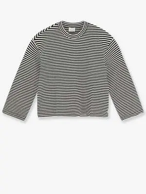 Closed Striped Cotton Sweater - Black
