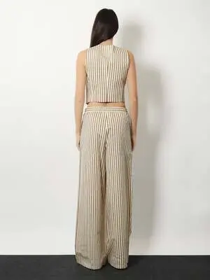 Max Mara Mxmfauno Striped Cotton And Silk Vest