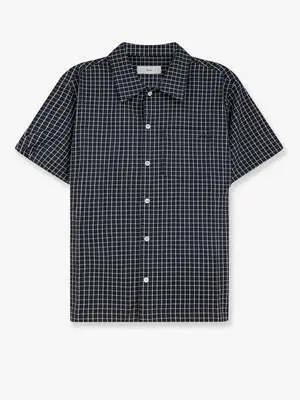 DUNST Cotton Blend Shirt With Check Pattern - Black
