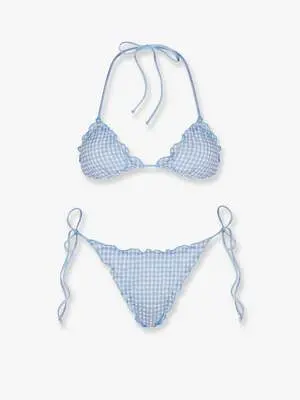 MC2 SAINT BARTH Sagitami Nylon Bikini With Vichy Pattern - Blue