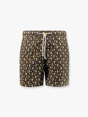 MC2 SAINT BARTH Nylon Swim Shorts With All-over Micro Pattern - Brown