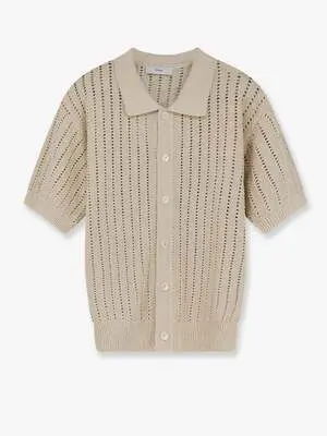 DUNST Openwork Cotton Cardigan - Beige
