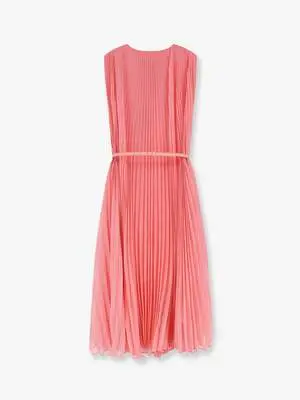 Max Mara Mxecapsula Long Dress With Belt - Pink