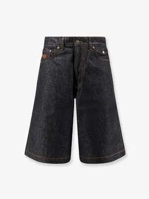 WALK IN PARIS Baggy Raw Denim Shorts - Blue